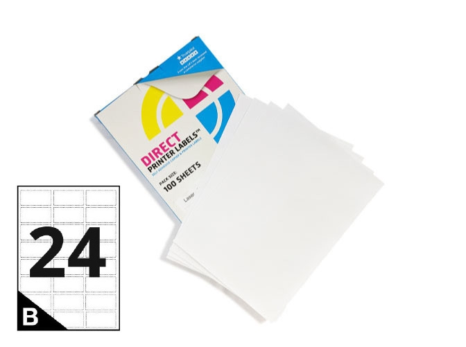 Printer Labels - 24 Per Sheet - Round Corner Labels - 100 Sheets