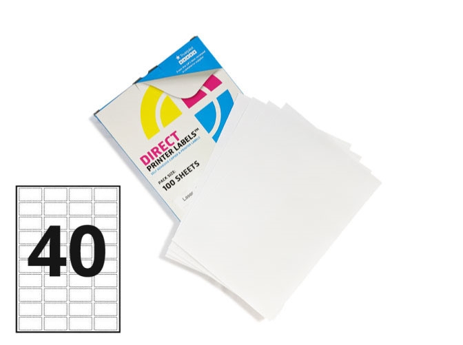 Printer Labels - 40 Per Sheet - Round Corner Labels - 100 Sheets