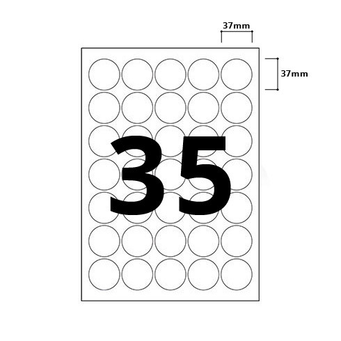 Printer Labels - 35 Per Sheet Round - 37mm Diameter | Priory Direct