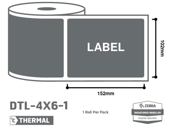 152 x 102mm (6 x 4) Zebra Labels - Single Roll | Priory Direct
