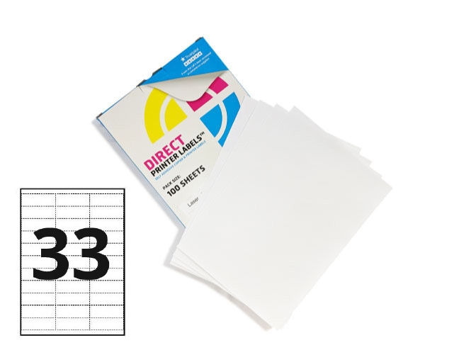 33 Labels Per Sheet - Square Corner Labels - 100 Sheets
