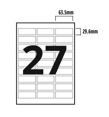 Printer Labels - 27 Per Sheet - Round Corner Labels - 500 Sheets